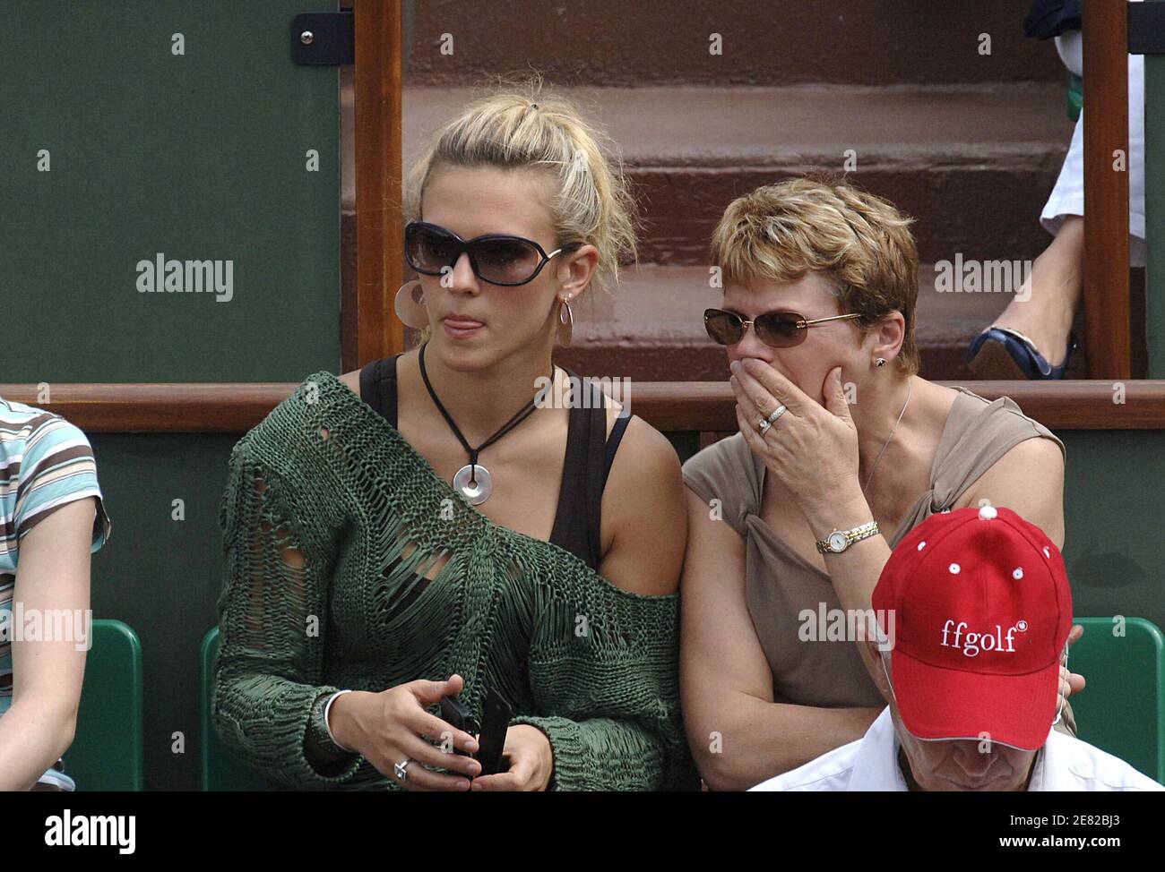 French singer Lorie and her mother attend the French Open quarter-final ...
