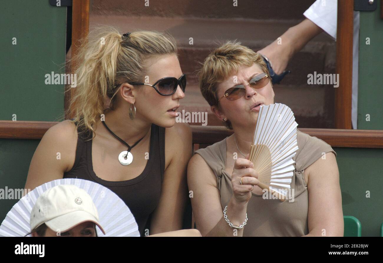 French singer Lorie and her mother attend the French Open quarter-final ...