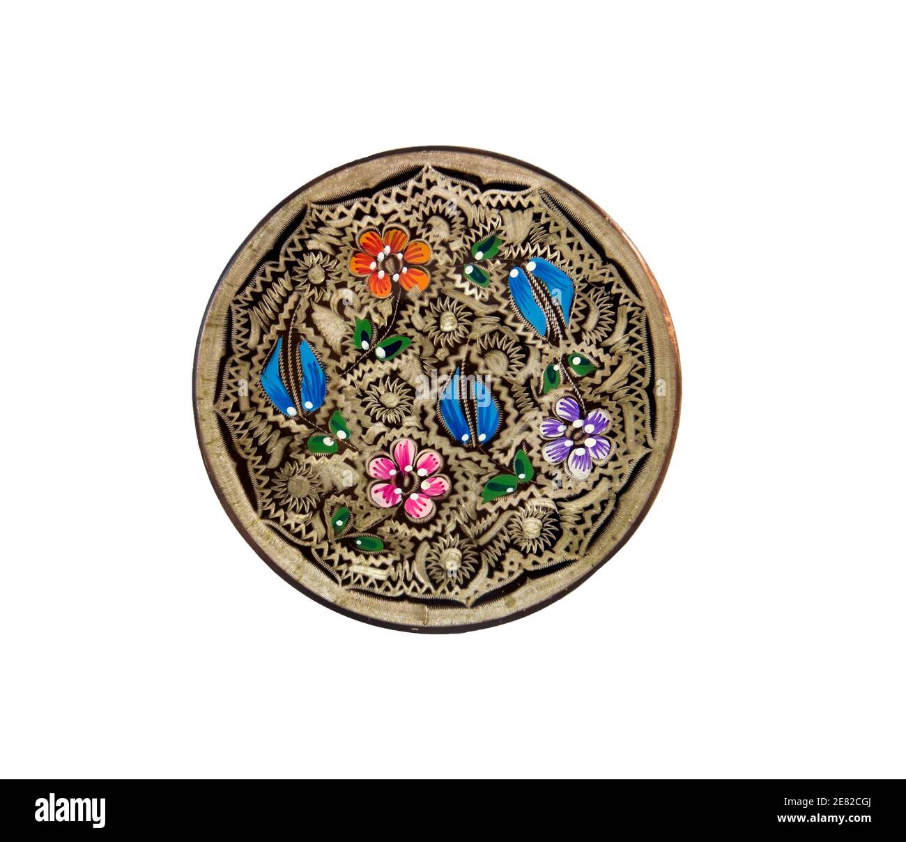 Turkish copper plate - isolated Stock Photo - Alamy