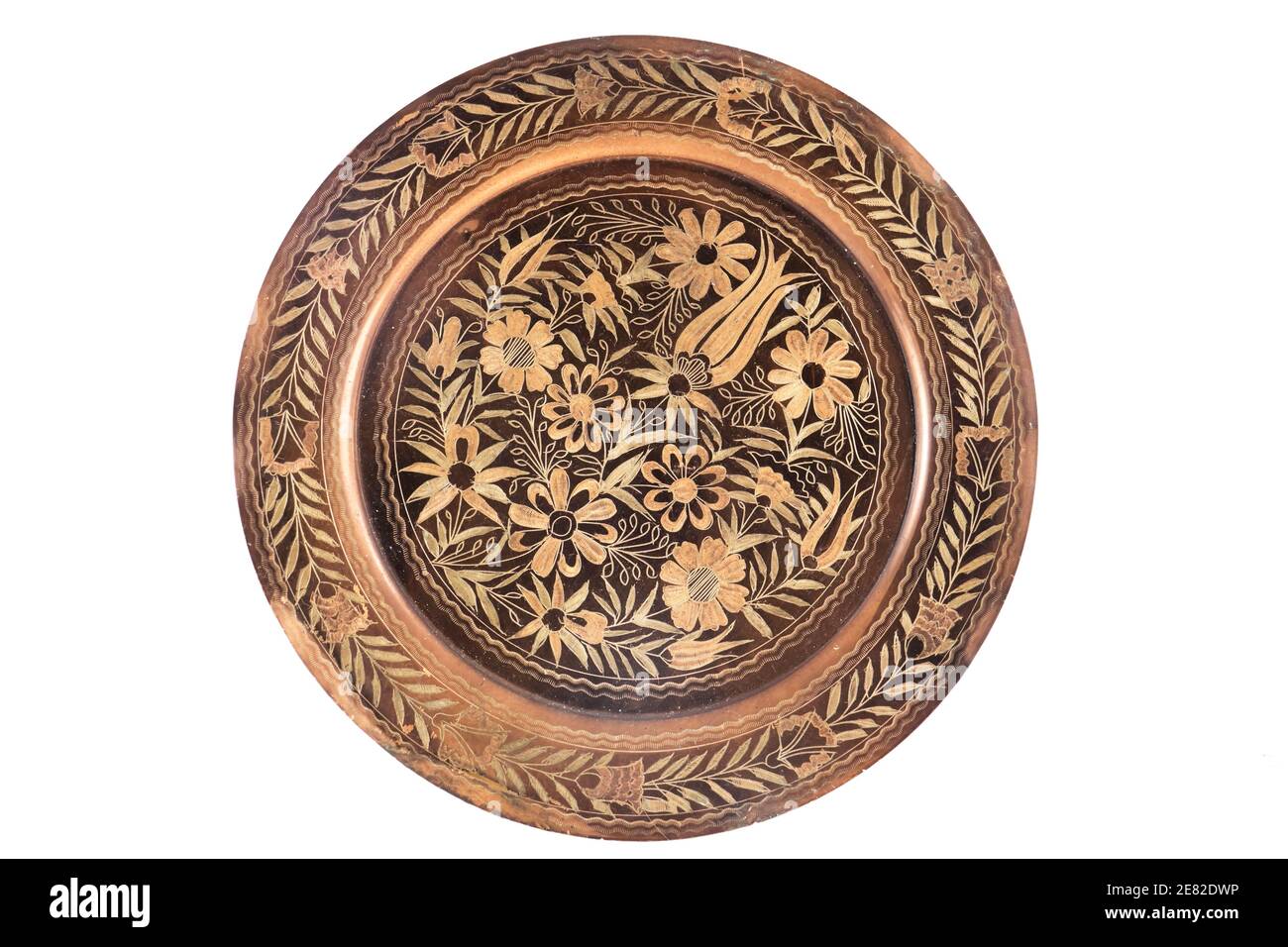 Turkish copper plate - isolated Stock Photo - Alamy