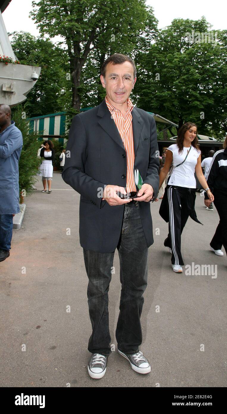 French actor Christophe Malavoy arrives in the 'Village', the VIP area ...