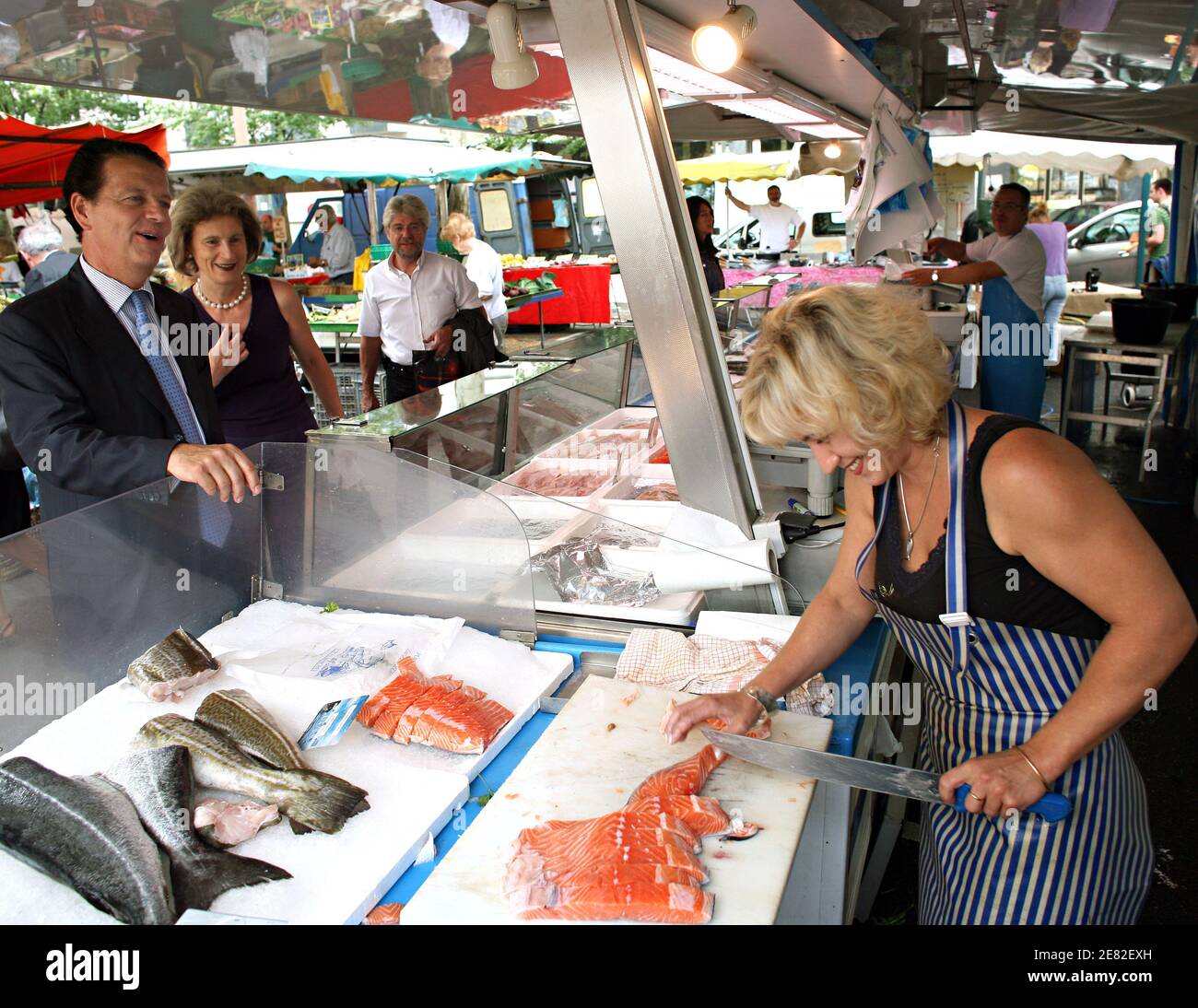Former minister Dominique Perben at the Market in Lyon, France on June ...