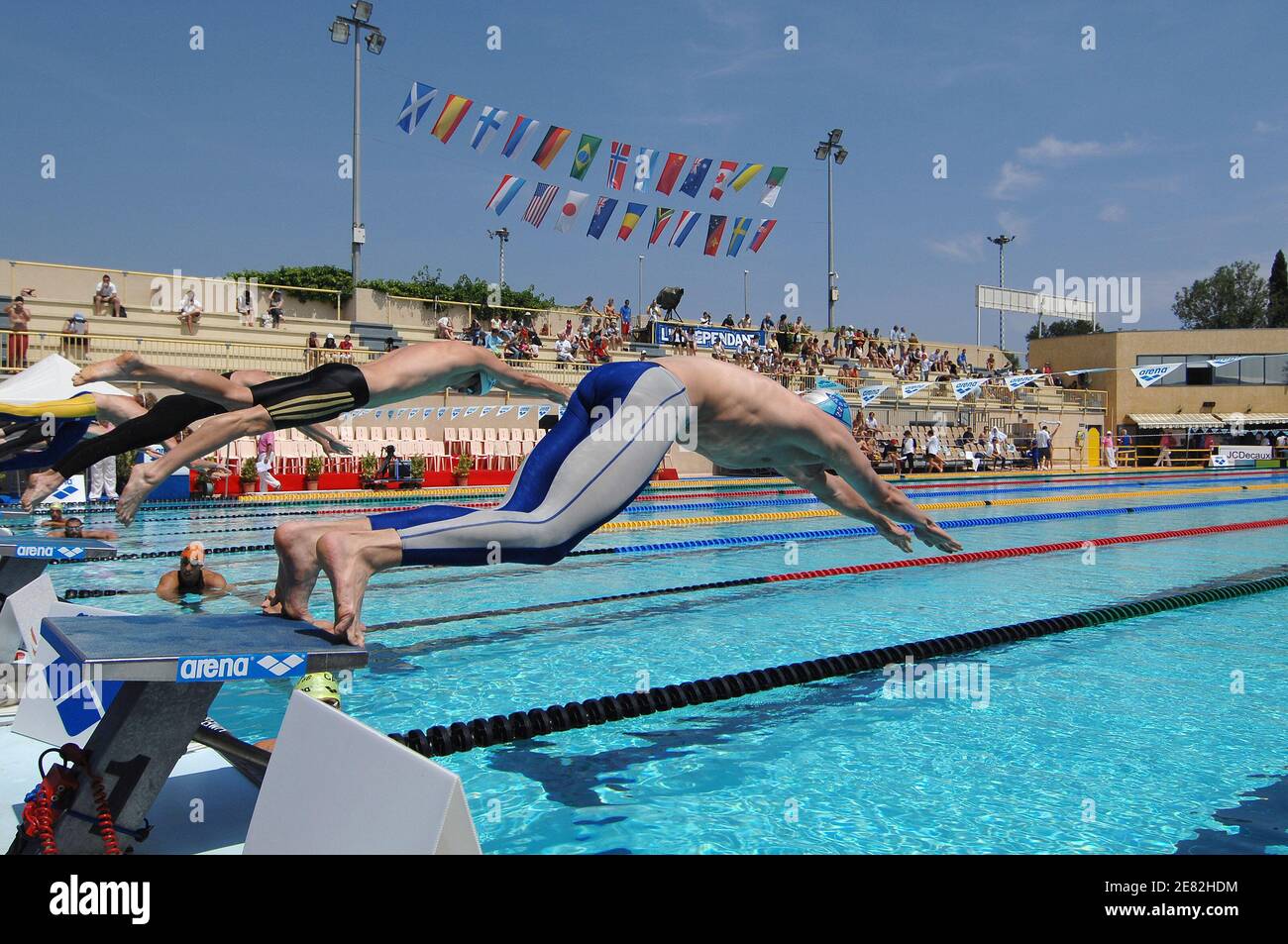 Start on 200 meters Breaststroke men heat during the Arena Swimming ...