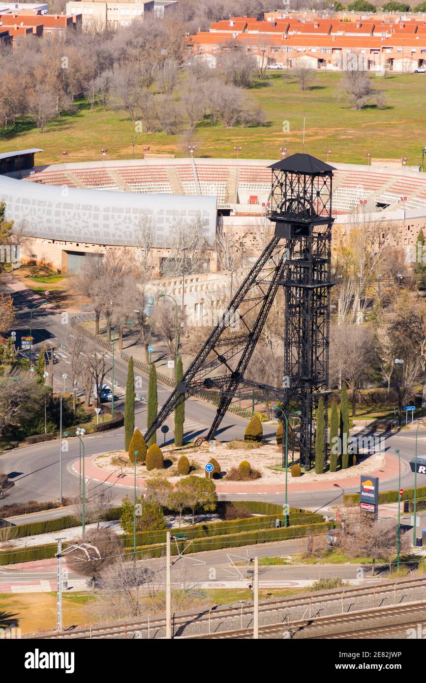 Puertollano, road to Ciudad Real with an old mining headframe as a ...