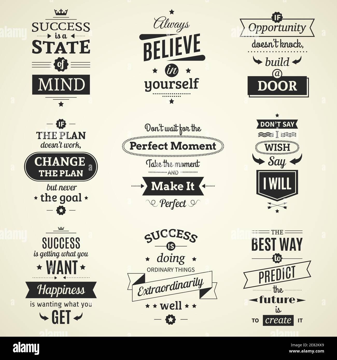 Set of inspiring success quotes typographical posters with creative ...