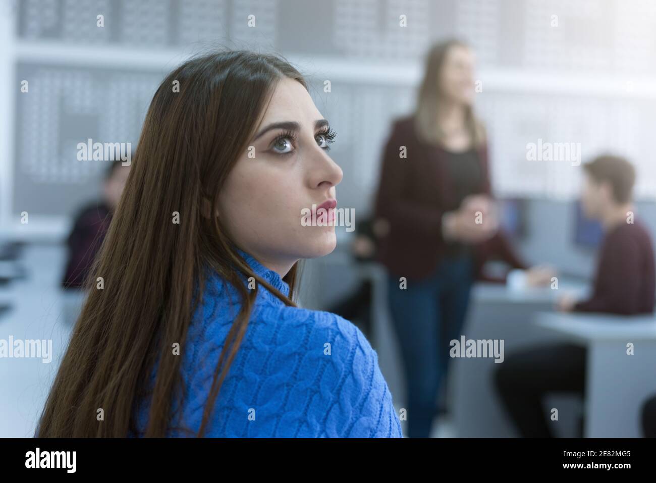 Young people in programming school. It student inside computer lab ...