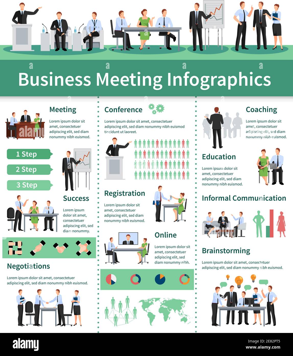 Business Meeting Infographic Set.Business Meeting Information. Business ...