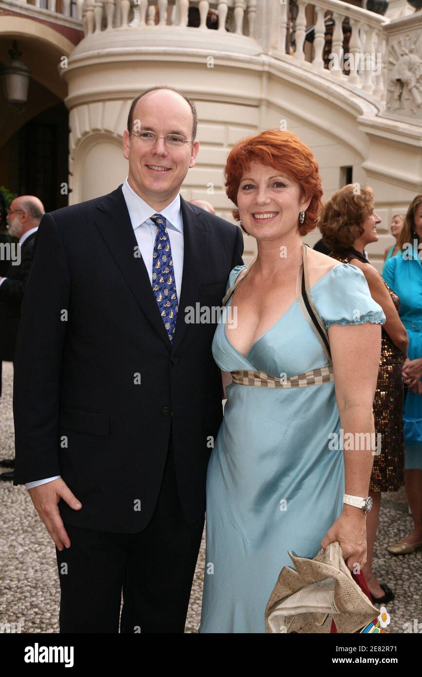 French actress Veronique Genest poses with Prince Albert II of Monaco ...