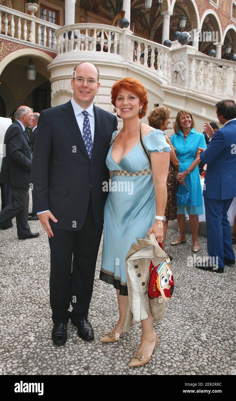 French actress Veronique Genest poses with Prince Albert II of Monaco ...