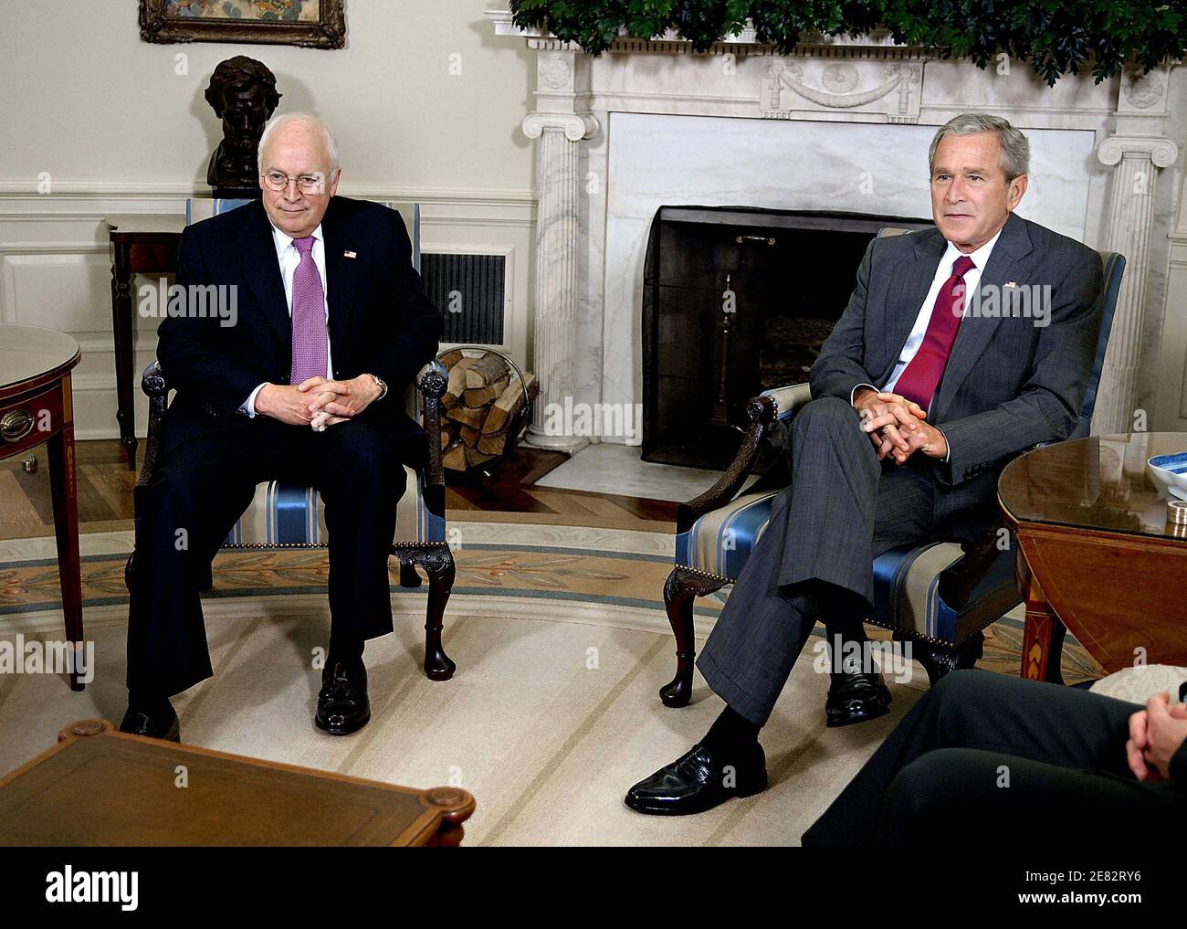 U.S. Vice President Dick Cheney and President George W. Bush stand in ...