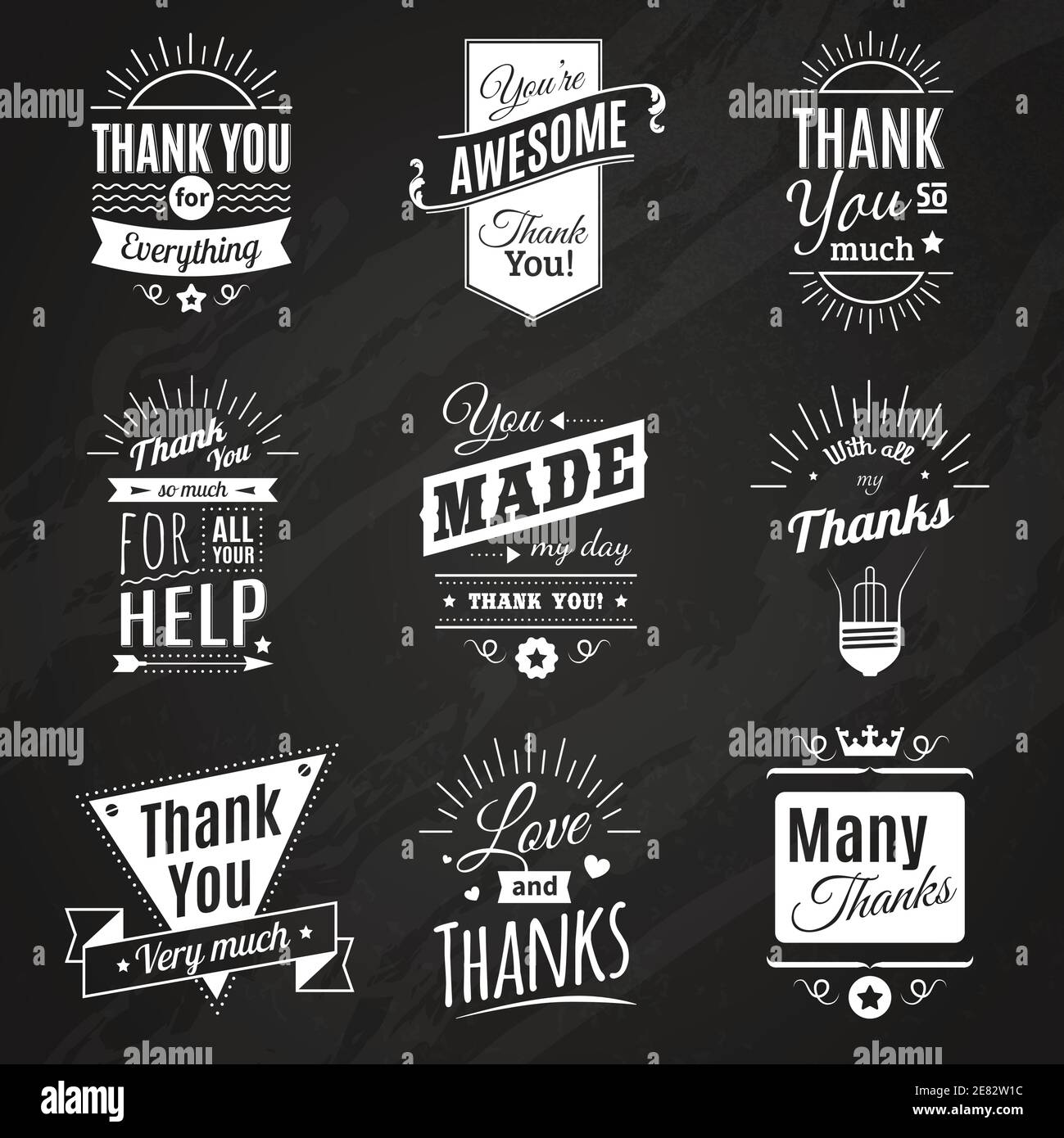Chalkboard collection of nine vintage thank you signs making in ...