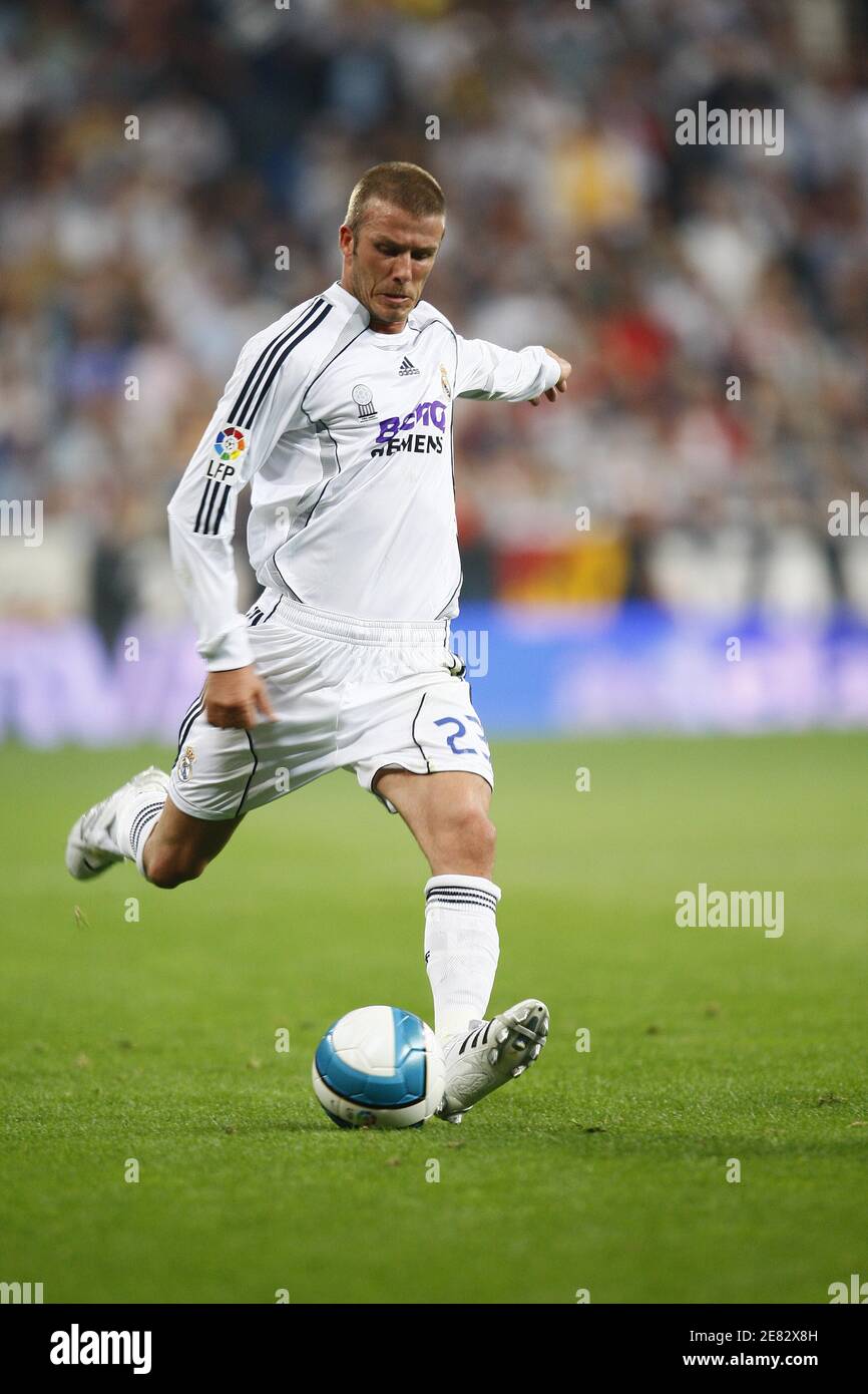 Real Madrid's David Beckham in action during the Spanish League soccer ...