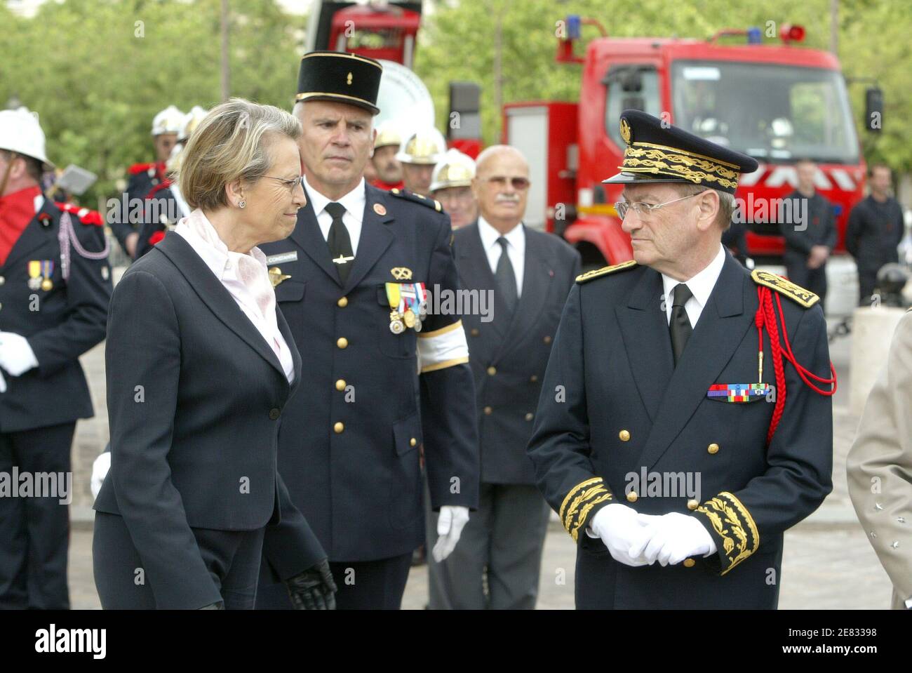 French Interior minister Michele Alliot-Marie with new prefect of ...