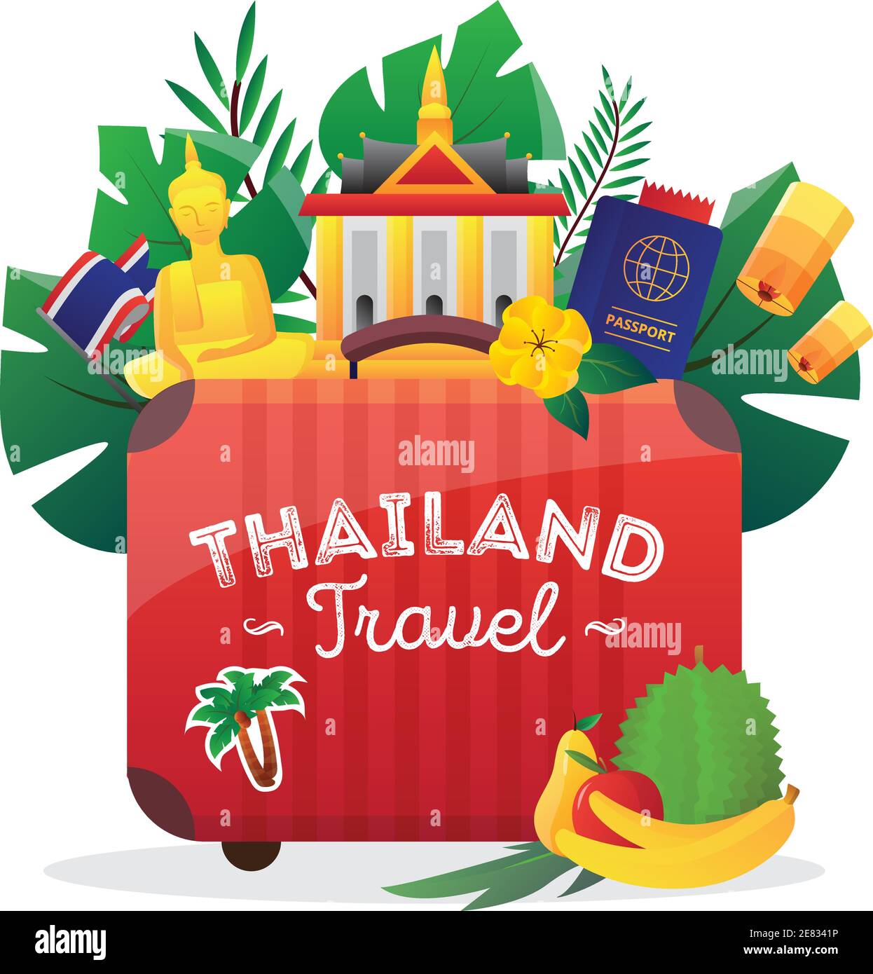 Thailand cultural symbols composition icon for travelers with national ...