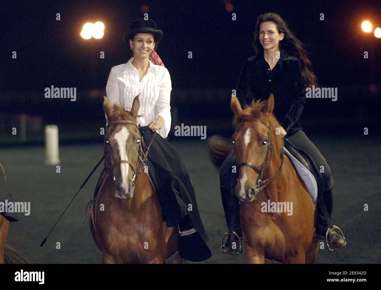 French actress Adeline Blondieau and her sister Maryline perform a ...