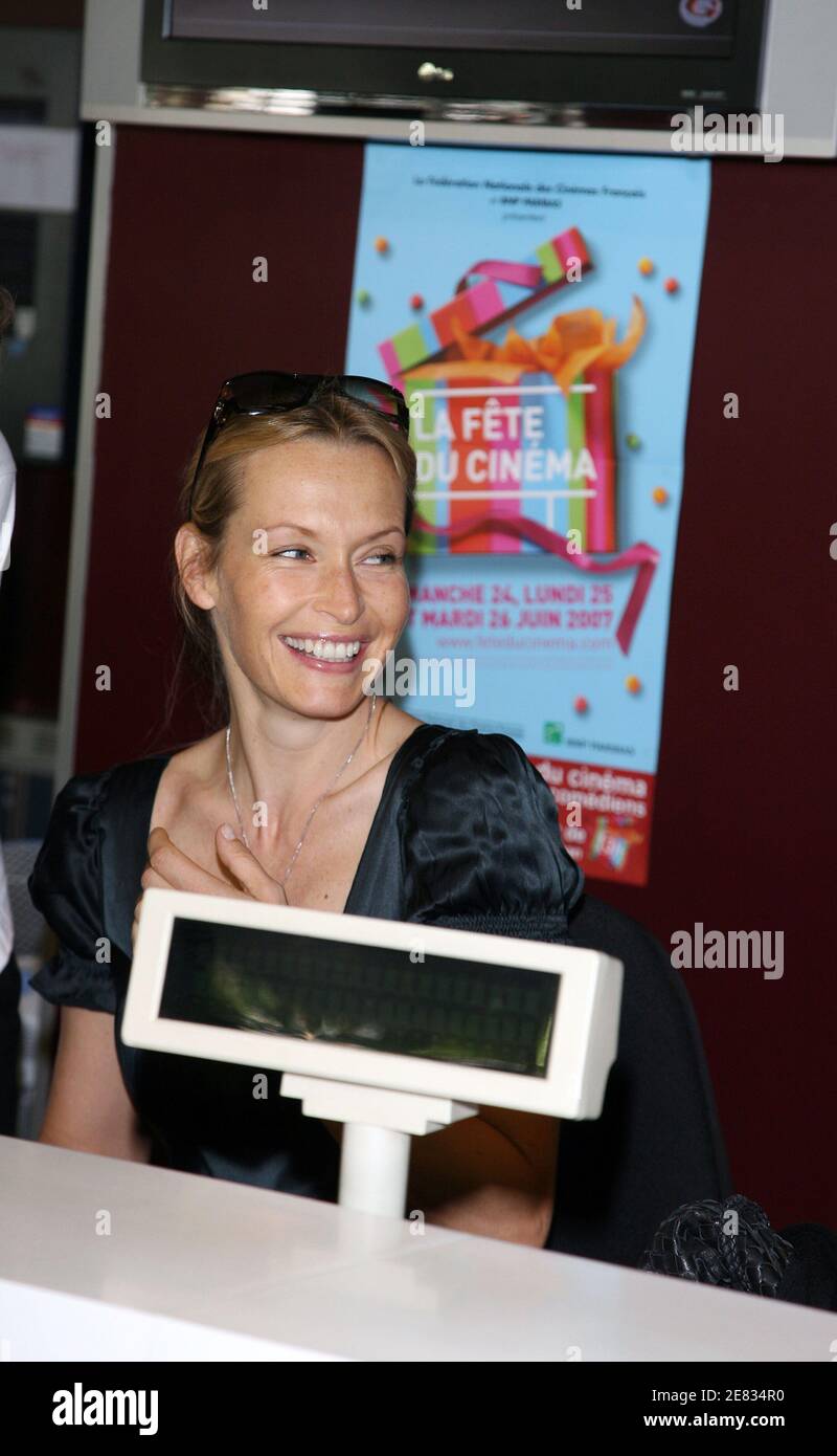 French model and actress Estelle Lefebure poses during the opening ...