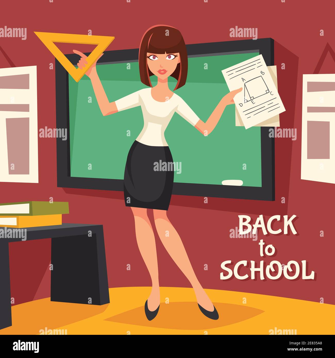 Geometry Teacher Flat Background. Geometry Teacher Vector Illustration ...