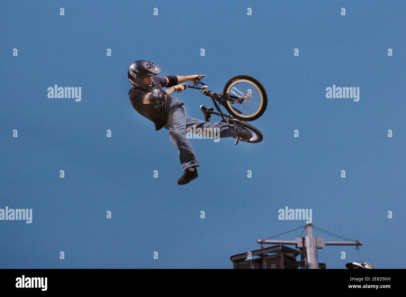 Dennis McCoy of Kansas City, MO competes in the BMX vert finals ...