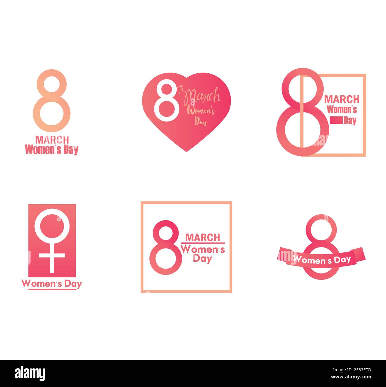 womens day icon collection 8 march heart flowers gender female symbol ...