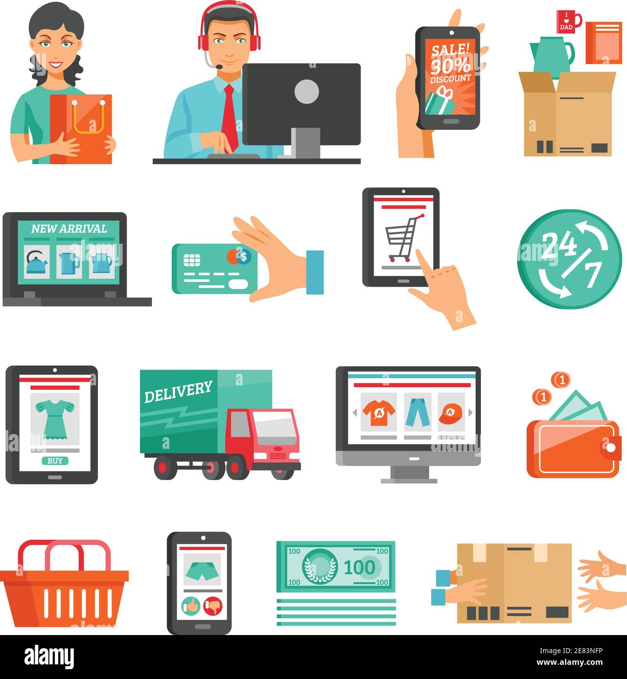 E-commerce Icons Set. Online Shopping Vector Illustration. E-commerce ...