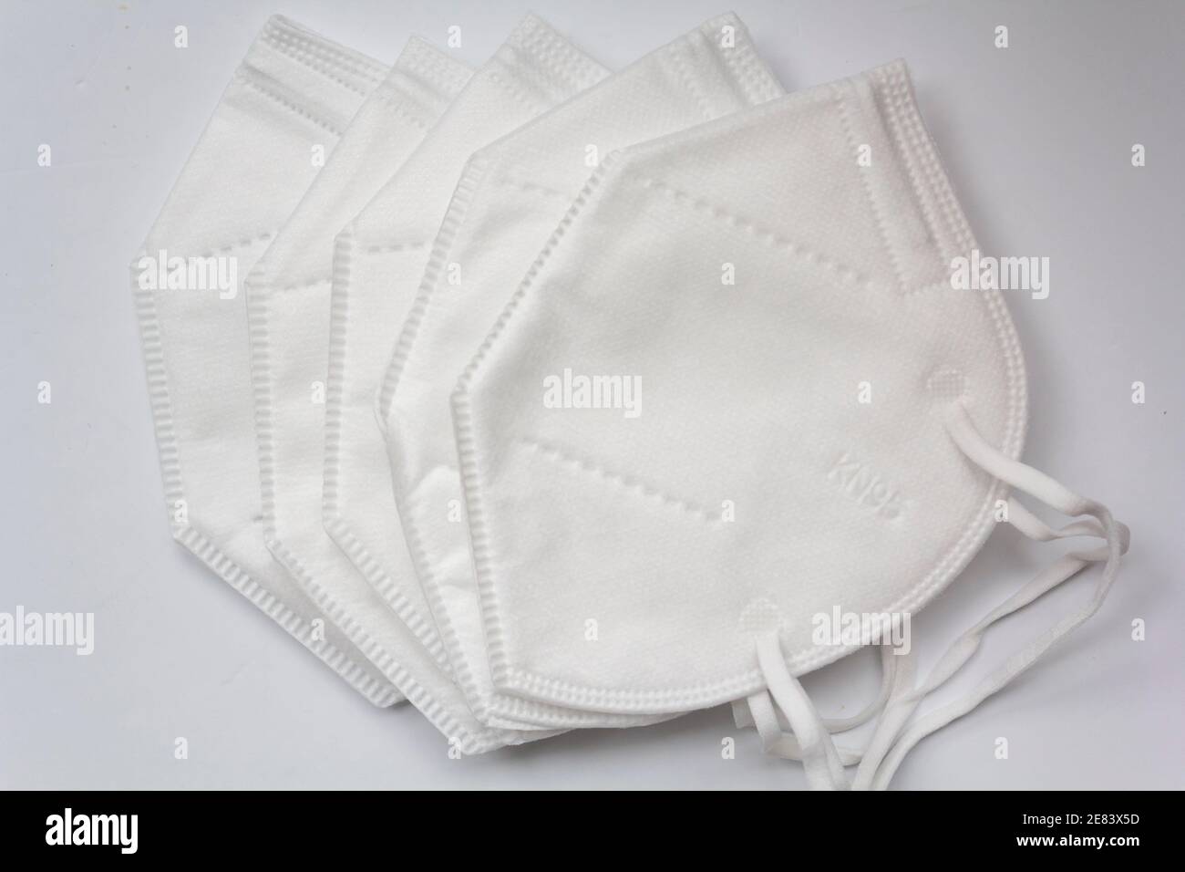 Top view of ffp2 Kn95 masks on white background Stock Photo - Alamy
