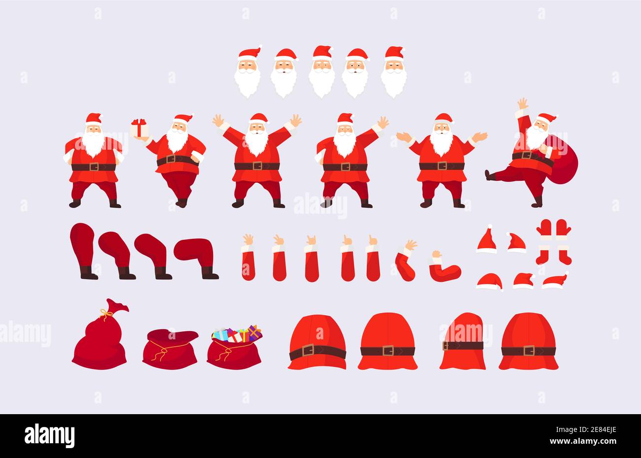 Constructor or Santa Claus. Faces, body part. Hats, mustache, beard ...