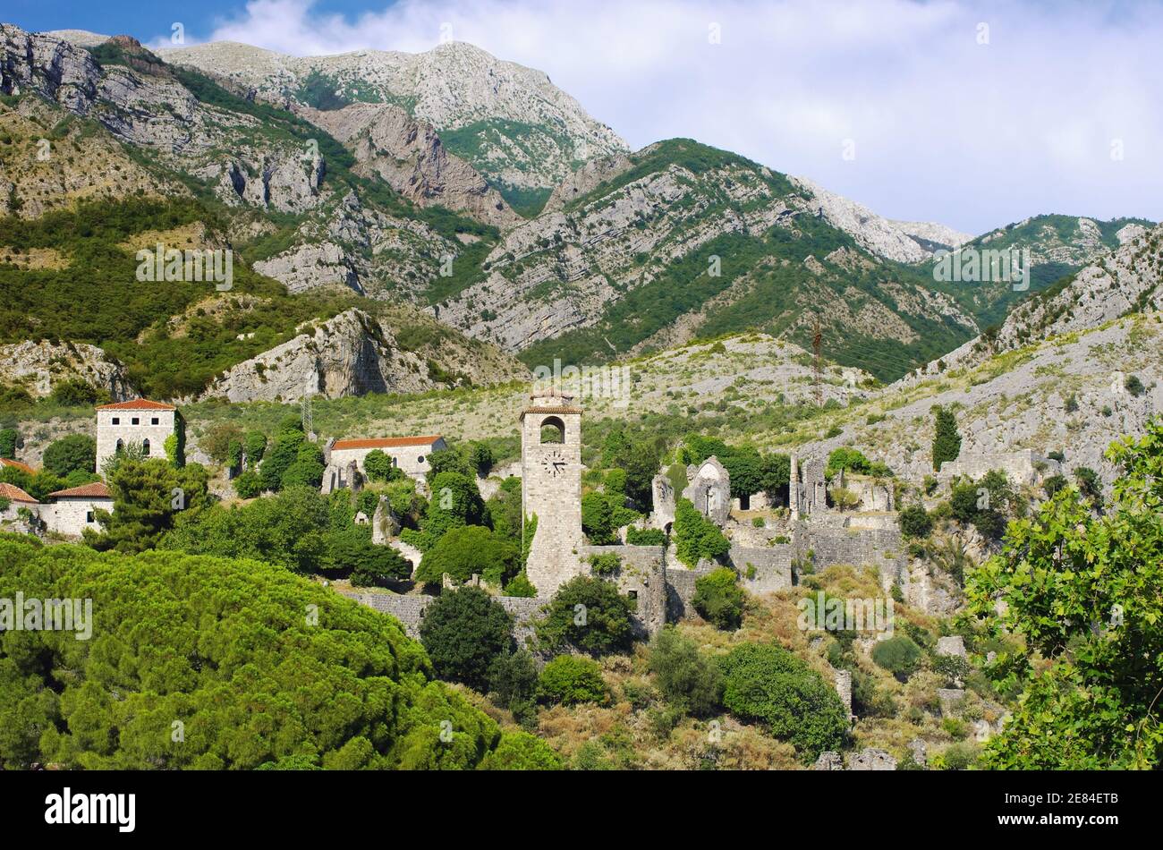 Stari Bar Old Town and Rumija mountain range in background, Montenegro ...
