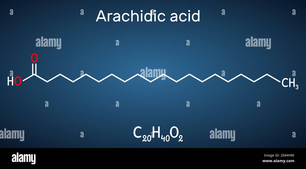Arachidic acid, eicosanoic, icosanoic acid molecule. It is saturated ...