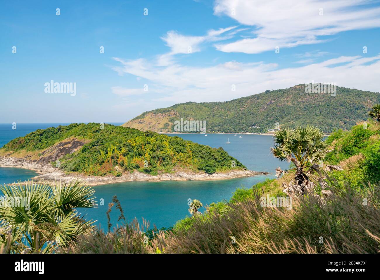 Beautiful small island in the tropical sea near Laem promthep cape in ...