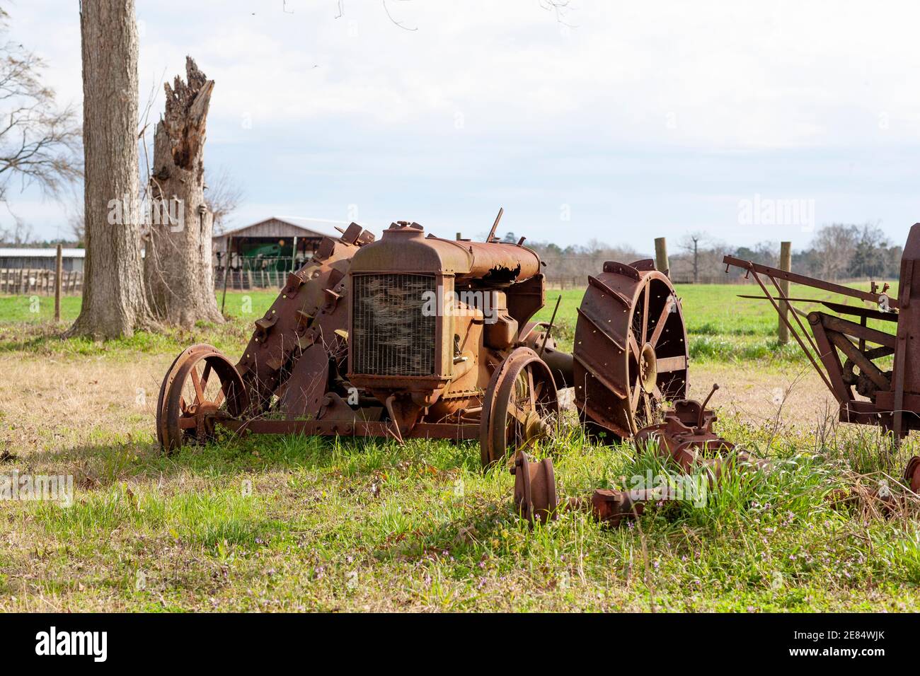 An old, rusty Fordson Model F steel wheel tractor, on a farm near Uraih ...