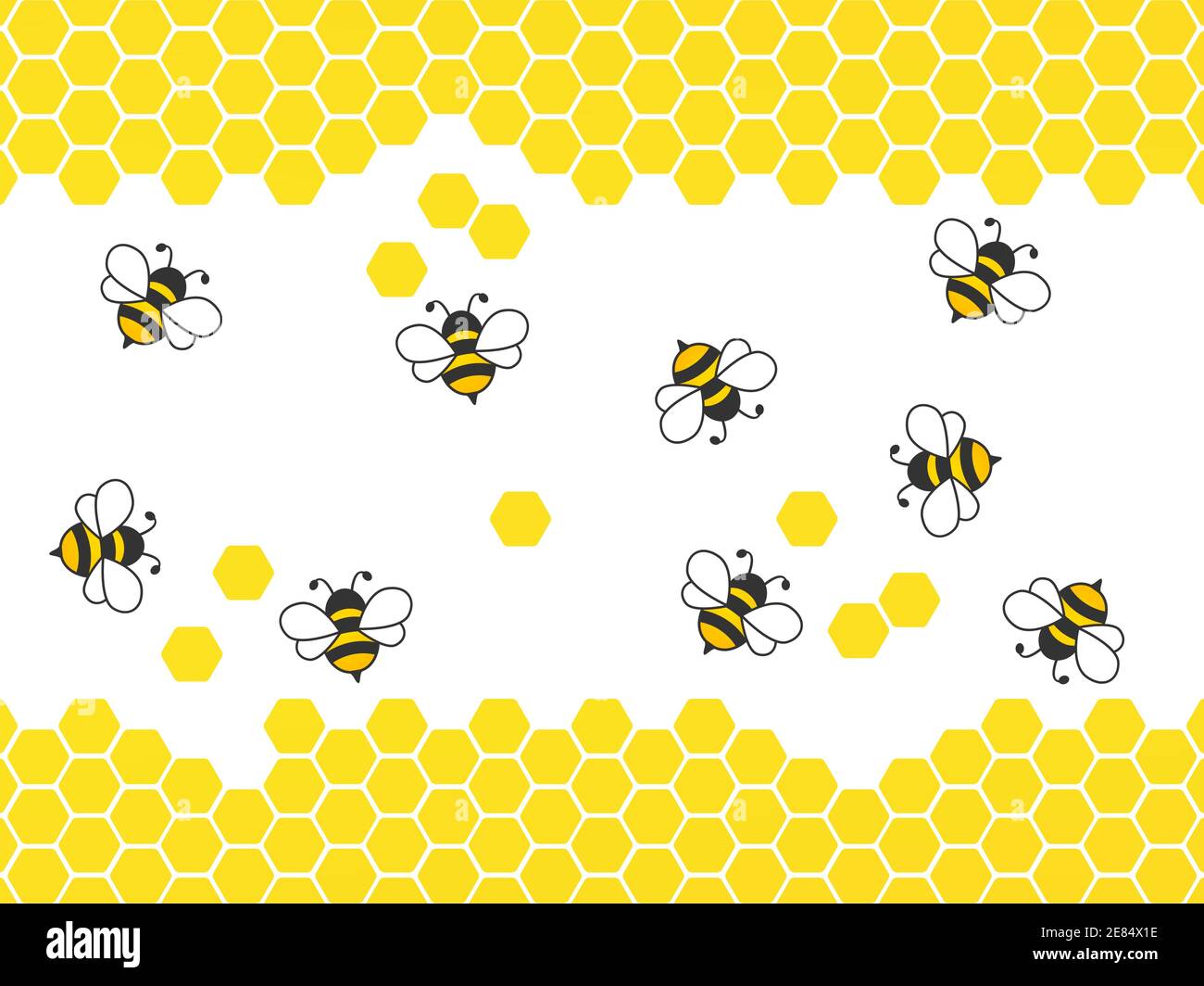 Bee seamless pattern. Vector cartoon black and yellow bees isolated on ...