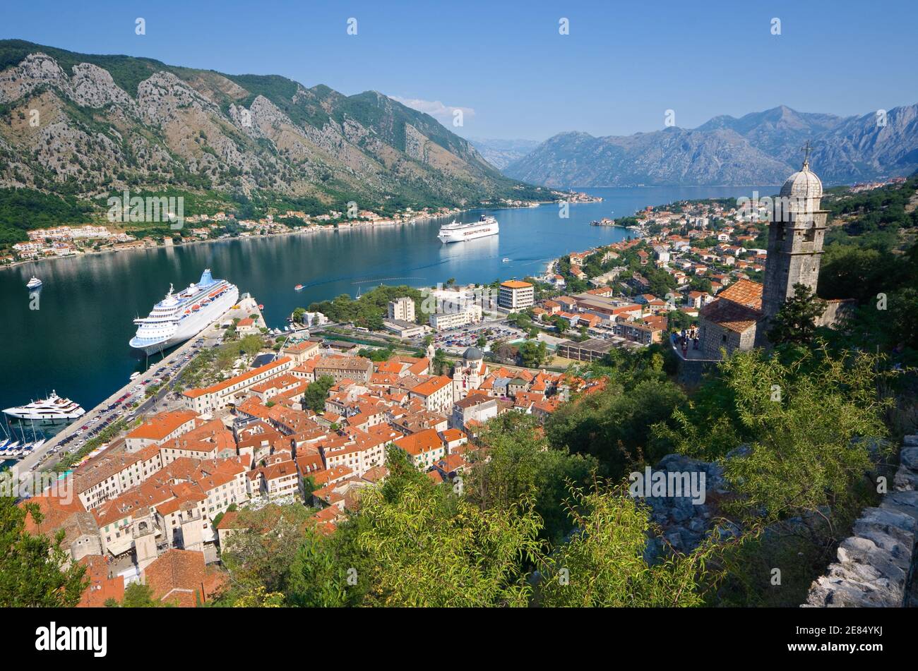 Old town mountains kotor tower hi-res stock photography and images - Alamy