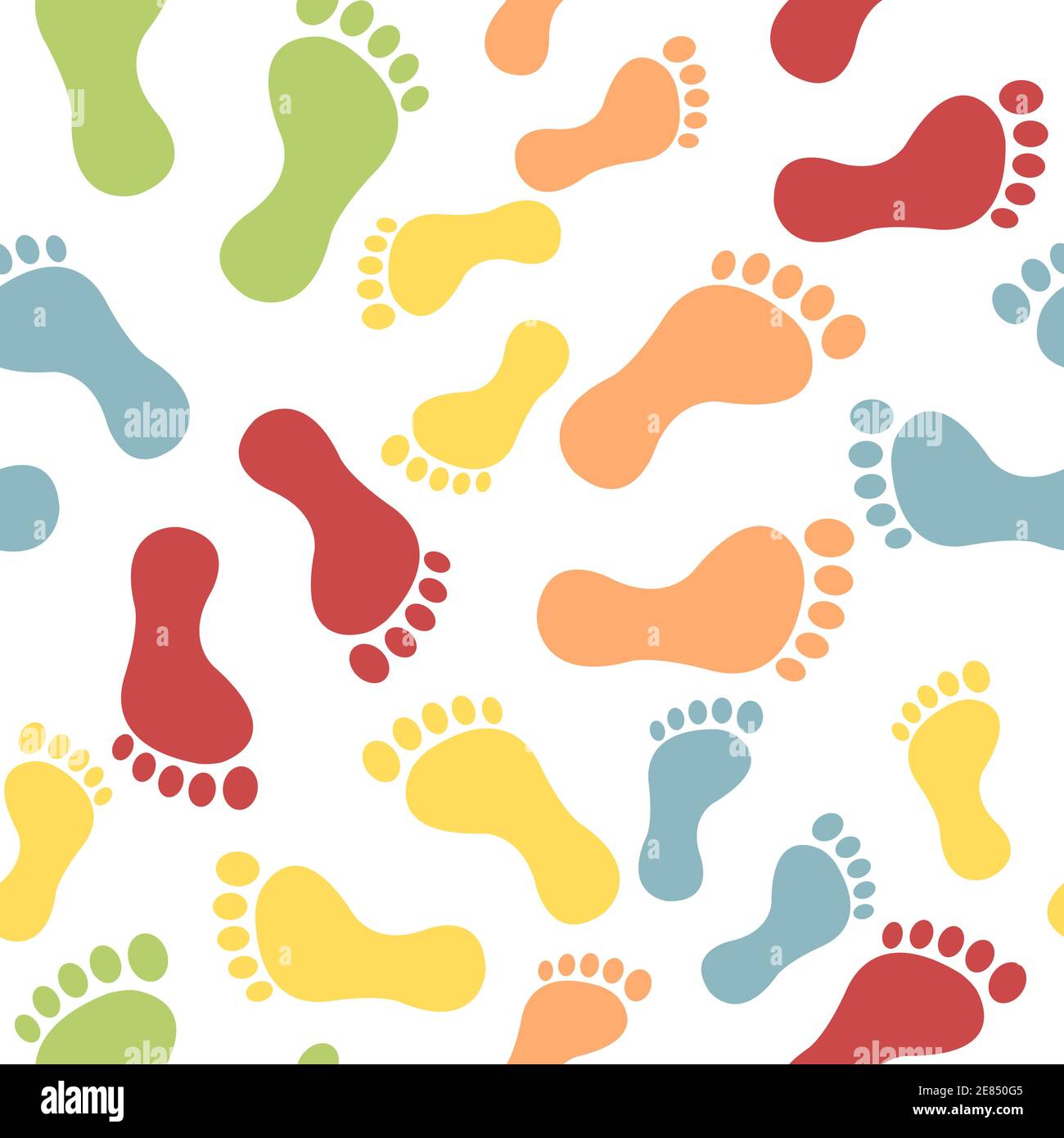 Feet seamless pattern white background. Colored people footprint vector ...