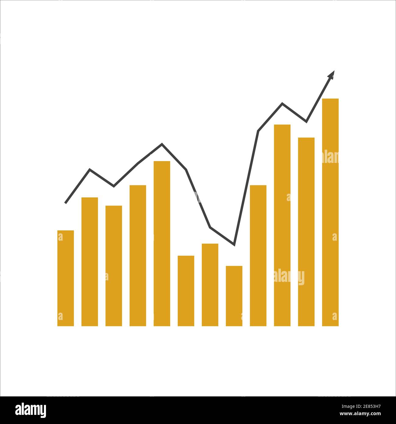 vector image of a graph with an ascending arrow on a white background ...