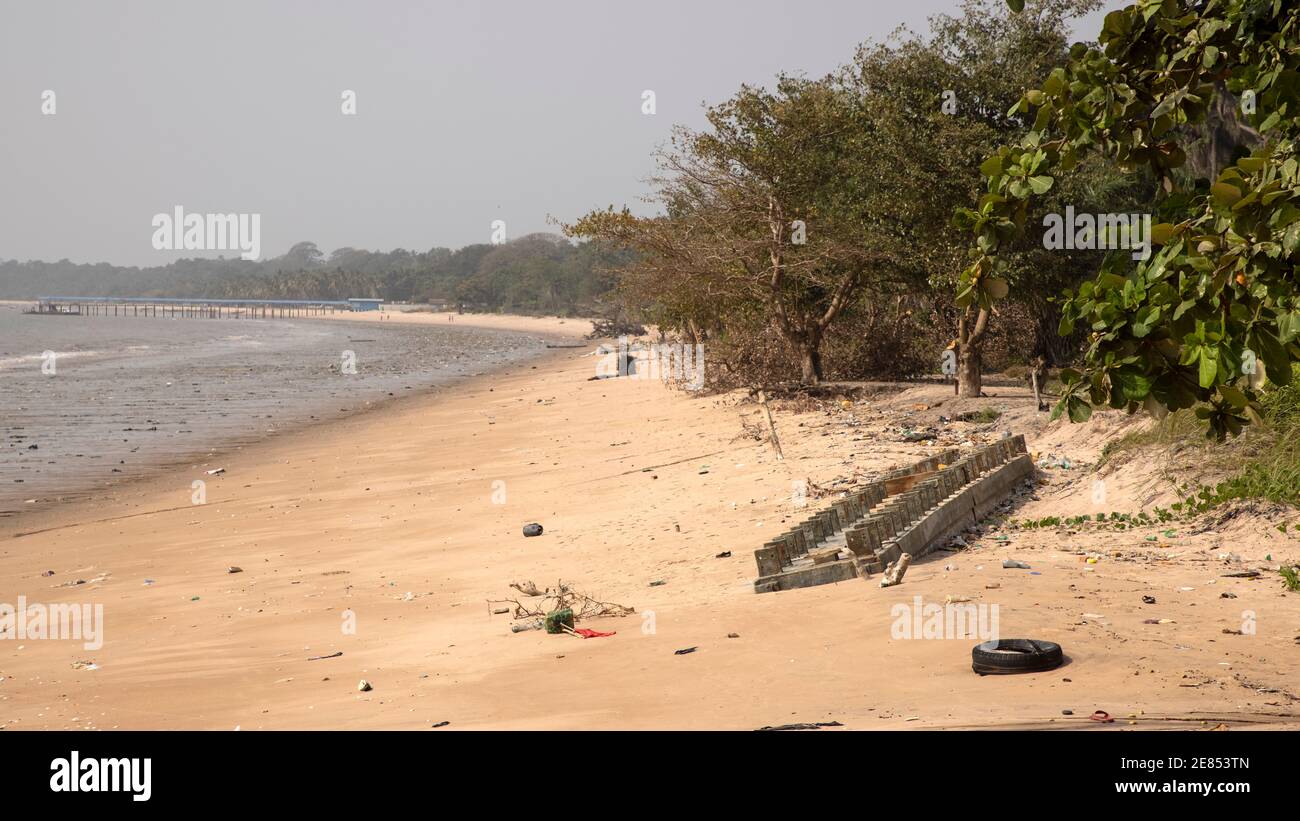 Freetown Sierra Leone Africa sandy beach pollution. West Africa extreme ...