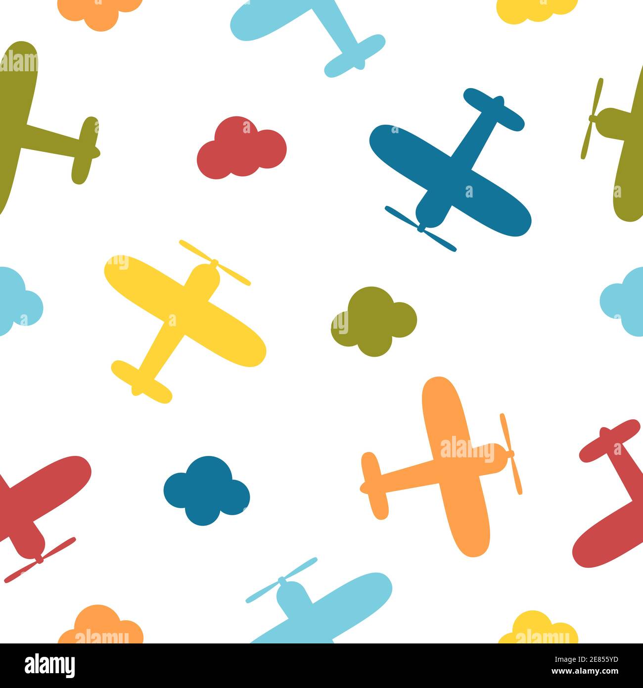 Seamless pattern with airplanes. Vector air transportation. Kids ...