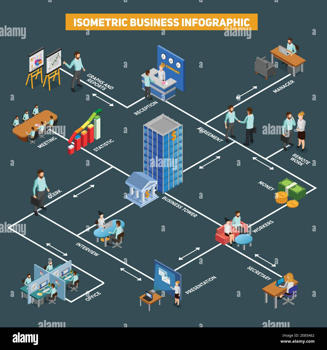 Infographic business work at office concept vector illustration Stock ...