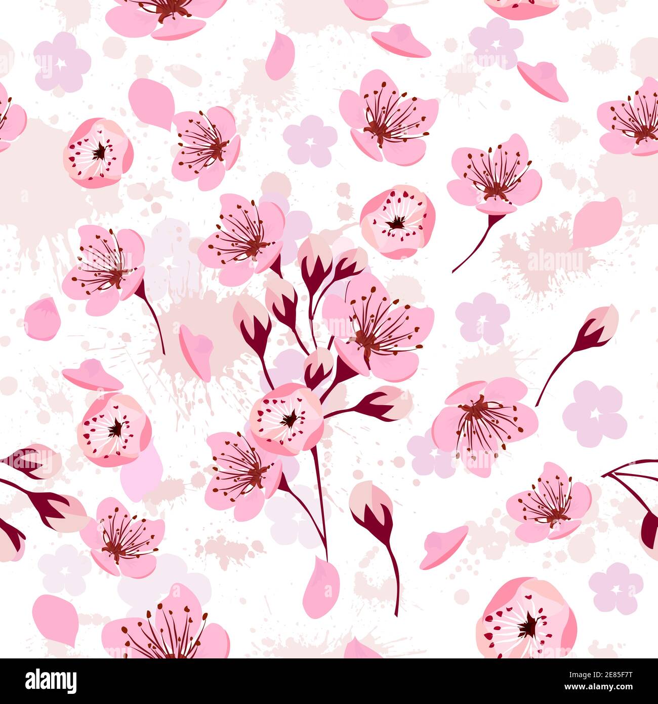 A seamless background of sakura. Vector illustration Stock Vector Image ...