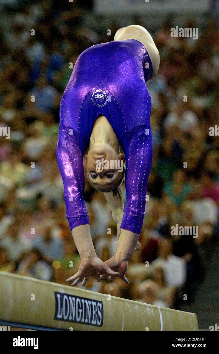 Australias monette russo competes on beam hi-res stock photography and ...