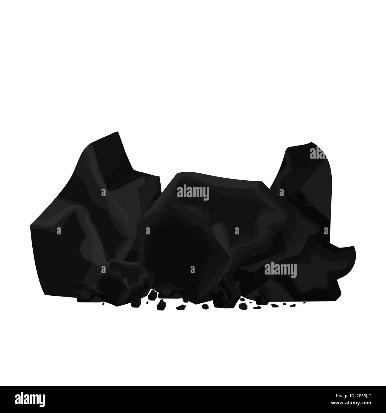 Coal pile, energy industrial material isolated on white background in ...