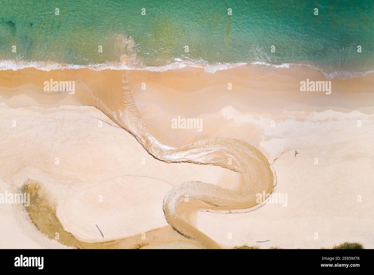 Aerial view top down of curve river and coast line in summer day Stock ...