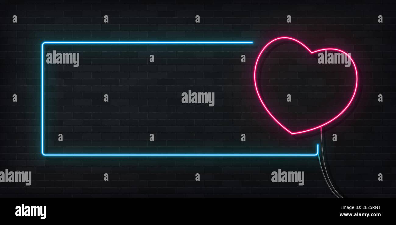 Vector realistic isolated neon sign of Heart frame logo for template ...