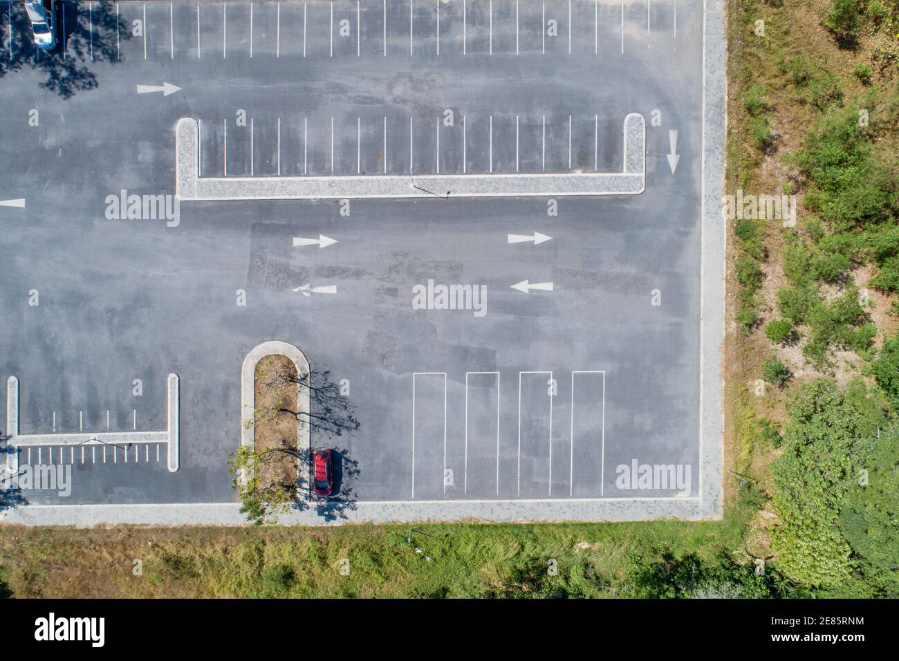 Aerial photography of parking places with a lot of cars in the park ...