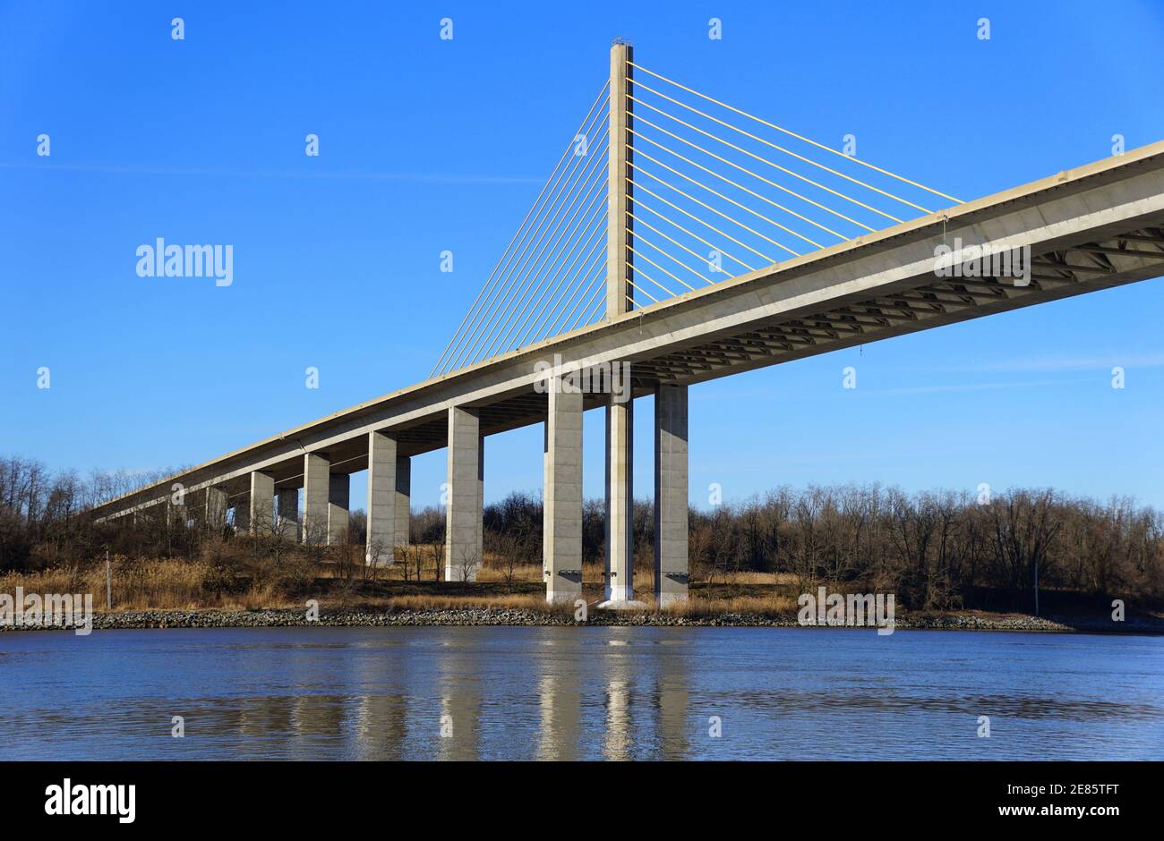 The view of William V Roth Bridge above the Chesapeake Canal near ...