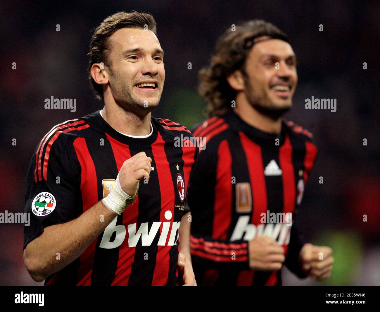 Ac milans paolo maldini and andriy shevchenko hi-res stock photography ...