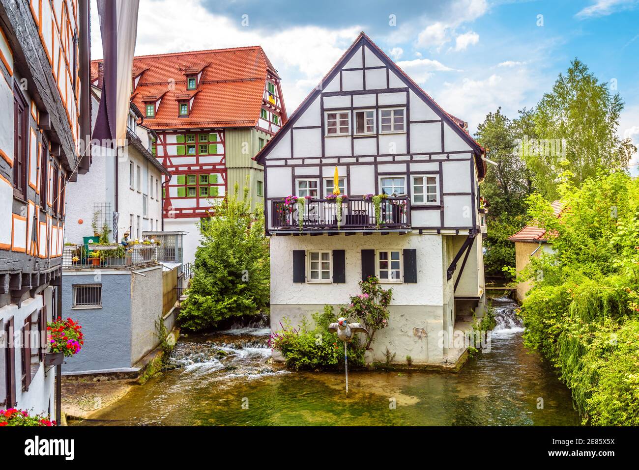 Ulm city, Germany. Beautiful half-timbered houses and canals in ...
