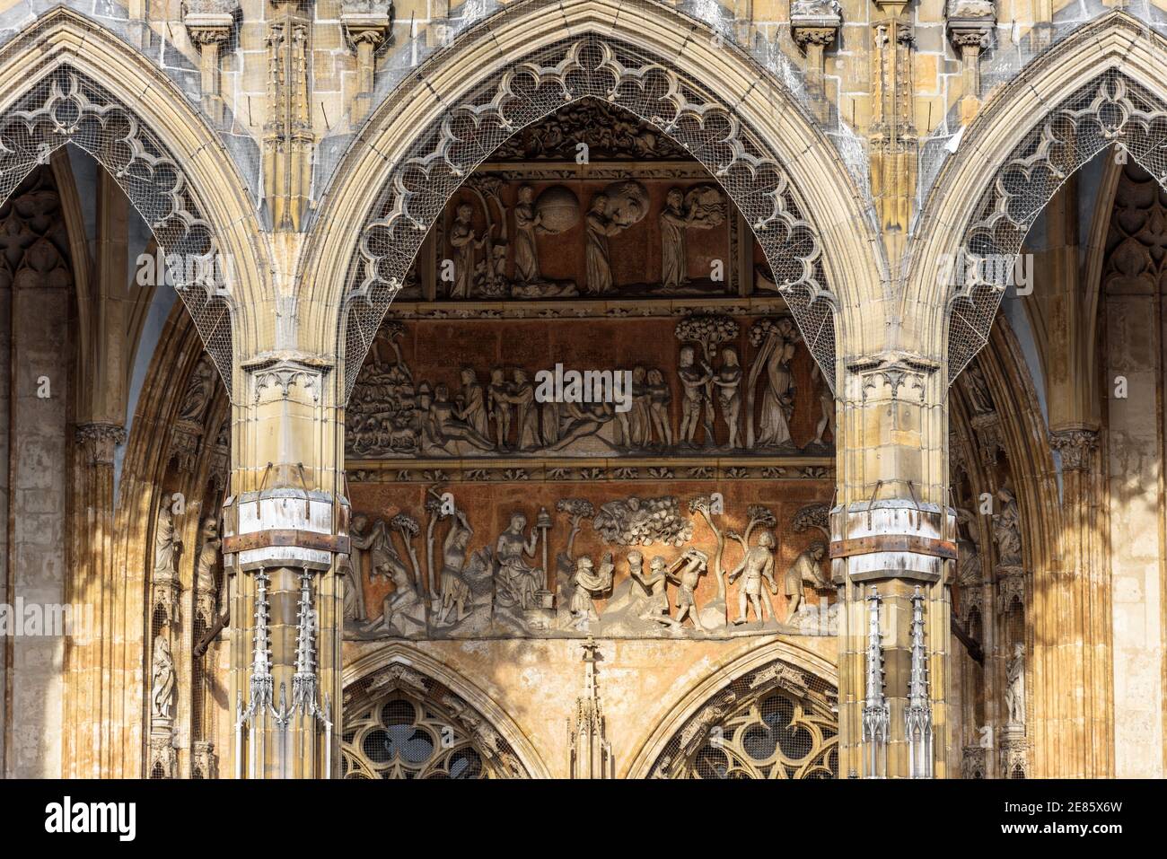 Ulm Minster or Cathedral of Ulm city close-up, Germany. Front view of ...