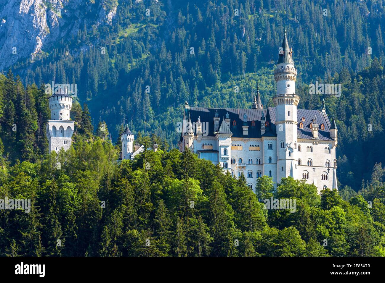 Landscape with Neuschwanstein Castle, Germany, Europe. Scenic view of ...