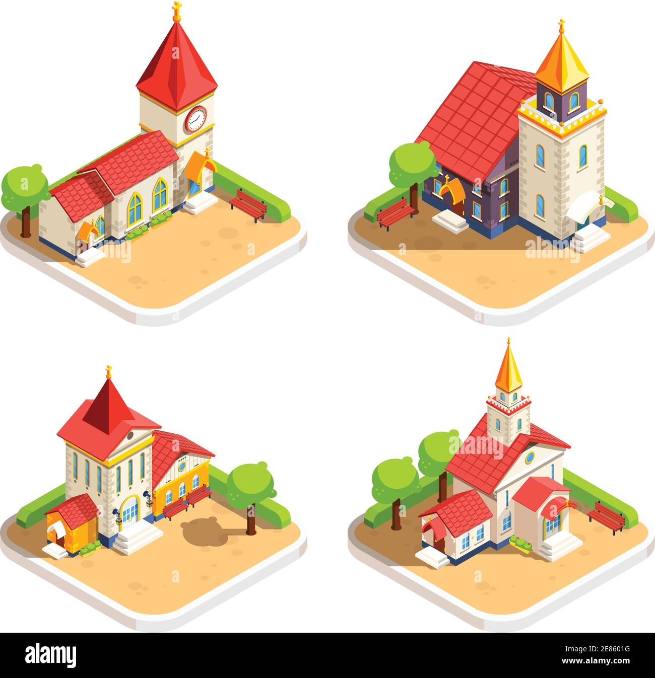 Church historic religious building with steeple tower and churchyard 4 ...