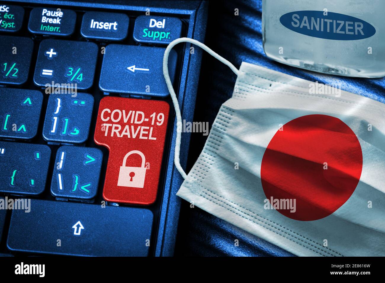 Japan COVID-19 coronavirus travel restrictions concept showing red ...